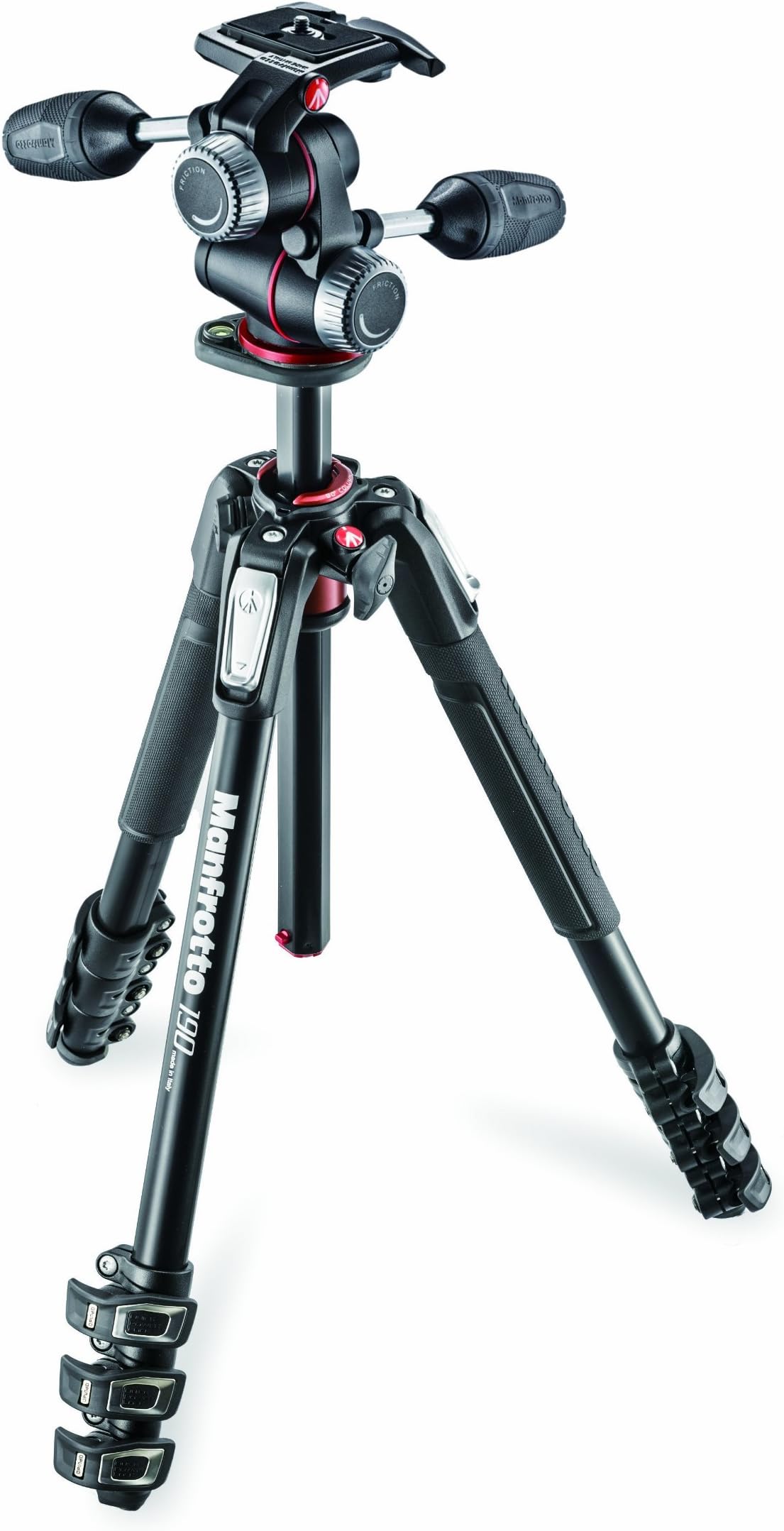 Manfrotto MK190XPRO4-3W, 190X Aluminium 4 Section Tripod with XPRO 3 ...