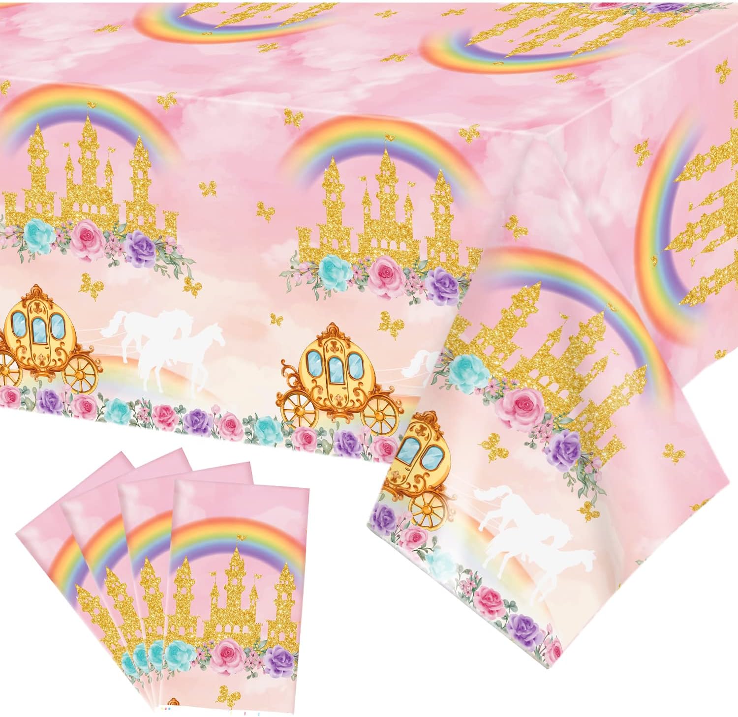 Amazon.com: BLUE PANDA 3 Pack Princess Tablecloths for Princess ...