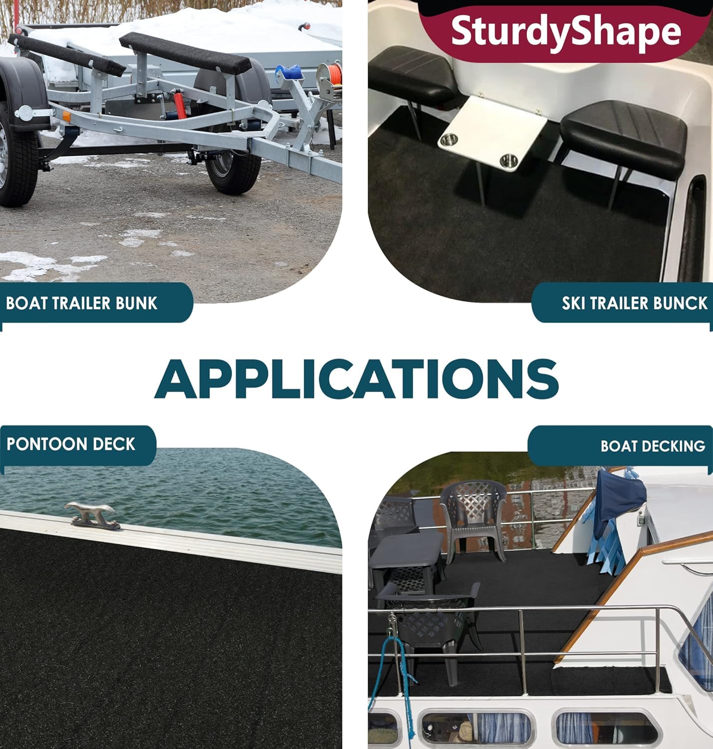9x100 Marine Carpet For Trailers SturdyShape Black Boat Trailer Bunk ...
