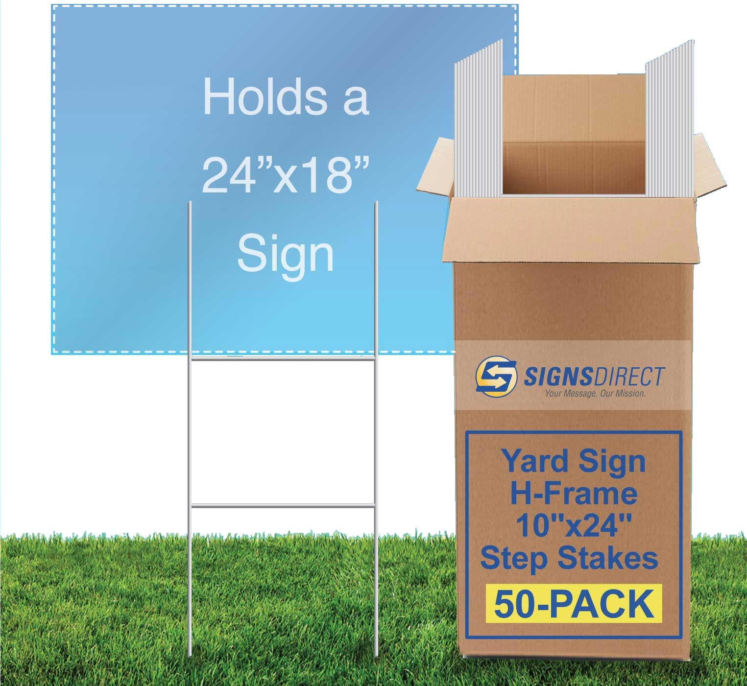 Amazon.com : Yard Sign H-Frame Step Stakes 10"x24" : Patio, Lawn & Garden