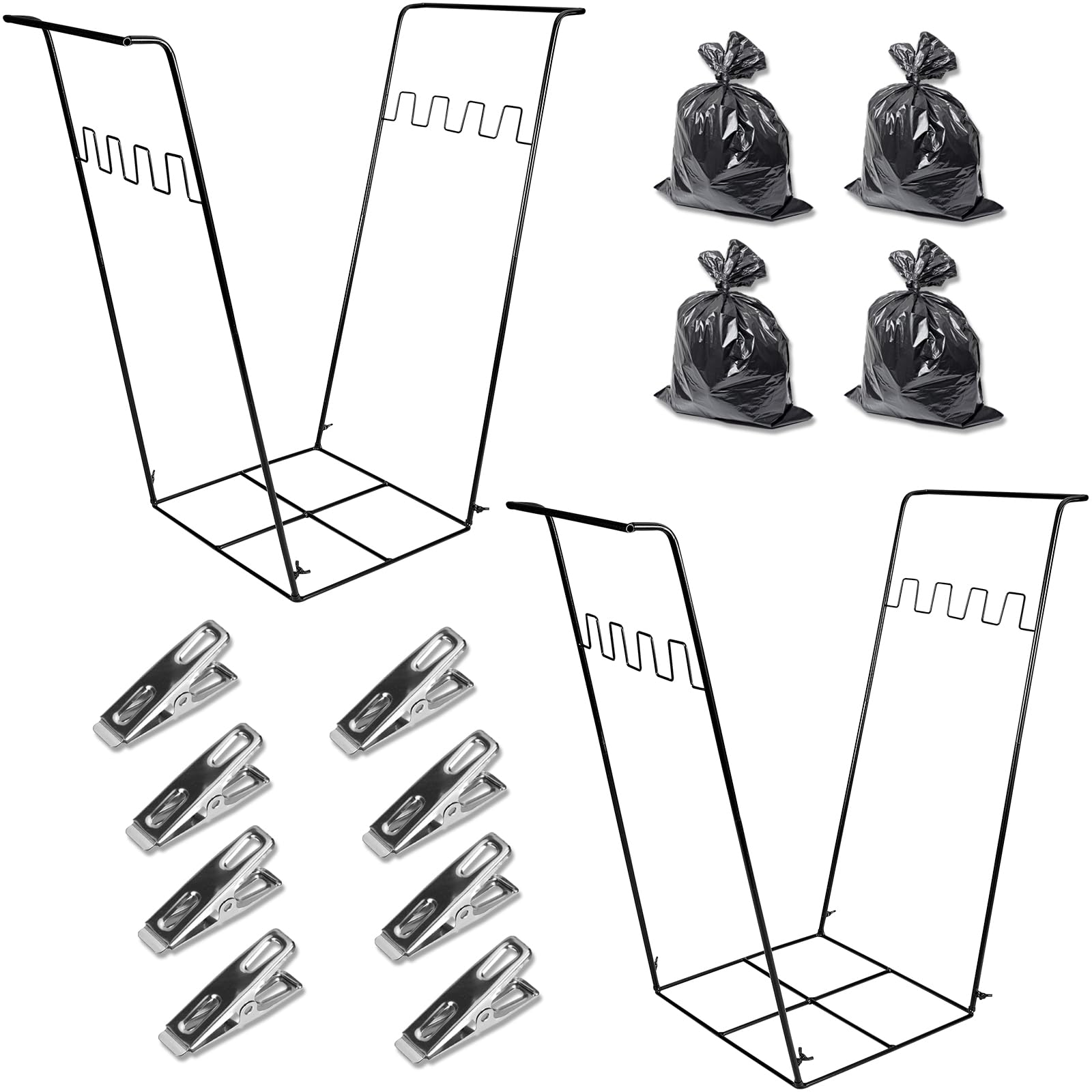 Amazon.com: 2 PCS Trash Bag Holder Stand, Outdoor Garden Garbage Bag ...