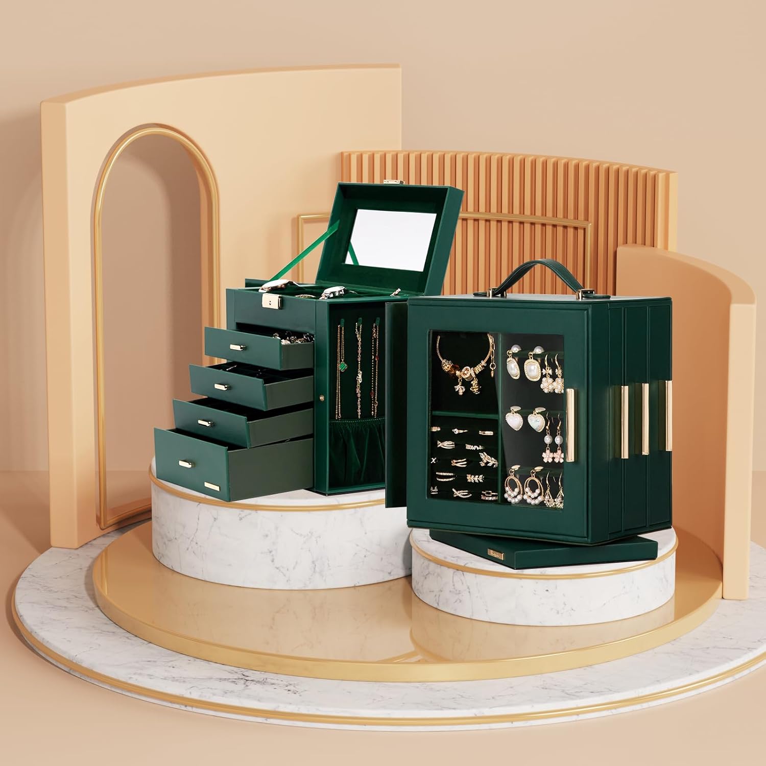 Amazon.com: Homde Green Jewelry Box Bundle: 5-Layer Jewelry Box ...