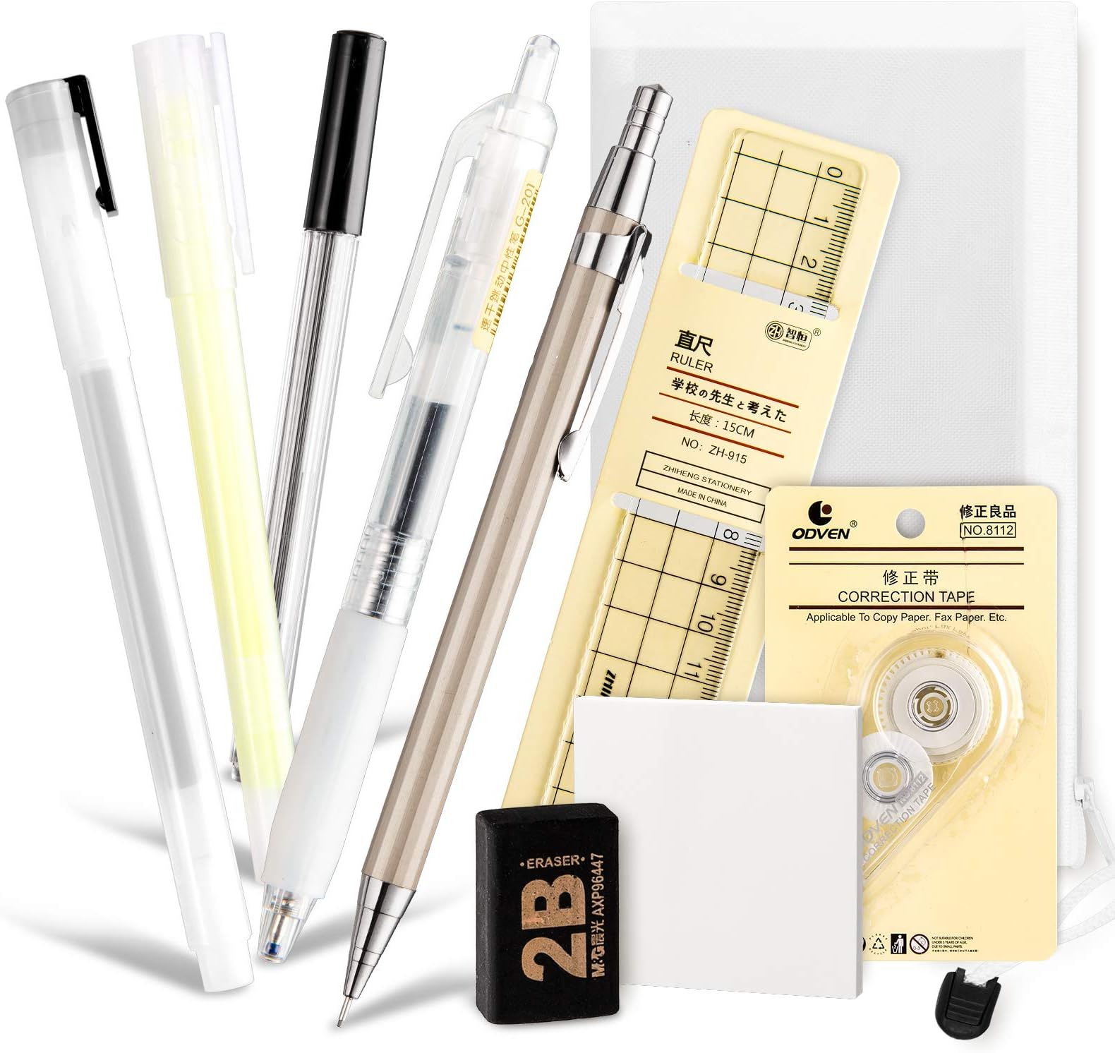 Whaline 10Pcs Japanese Style Pen Set Gel Ballpoint Pen Bag Mechanical ...
