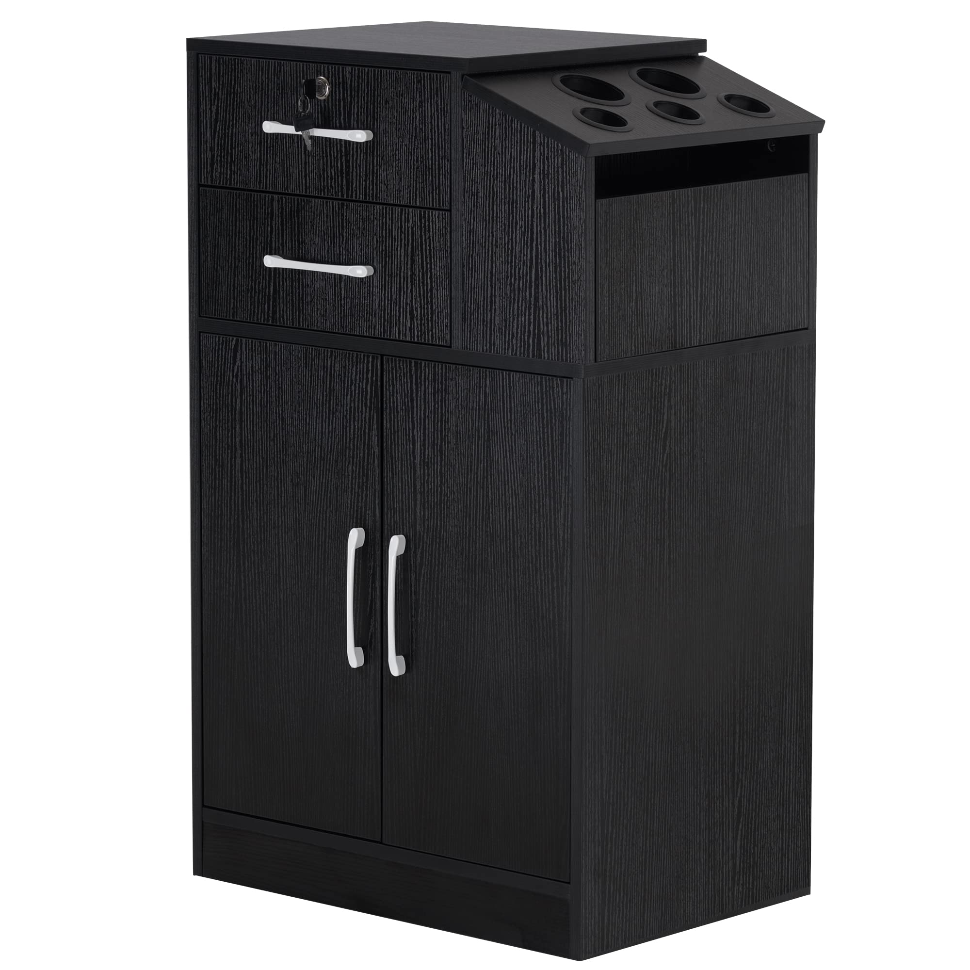 Amazon.com: BarberPub Locking Barber Station with 2 Drawers Cabinet ...