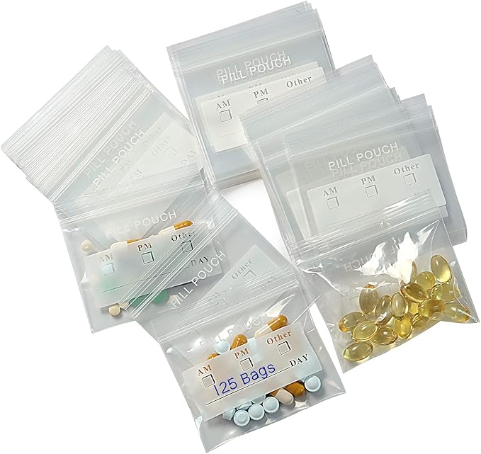 Amazon.com: 125 Packs 6 Mil Sturdy Pill Bags BPA Free Pill Pouch 3 x 2. ...