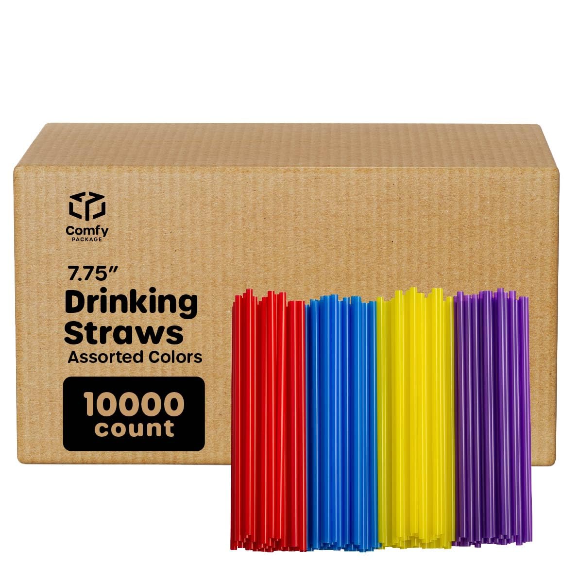 Amazon.com: Comfy Package [Case of 10,000] Colored Plastic Straws, 7.75 ...