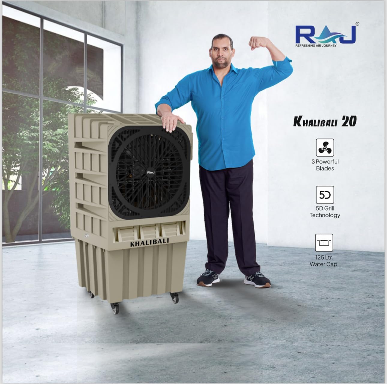 Raj Cooler - Air Cooler - Desert - Light Grey - 125 Ltr - Auto Water ...