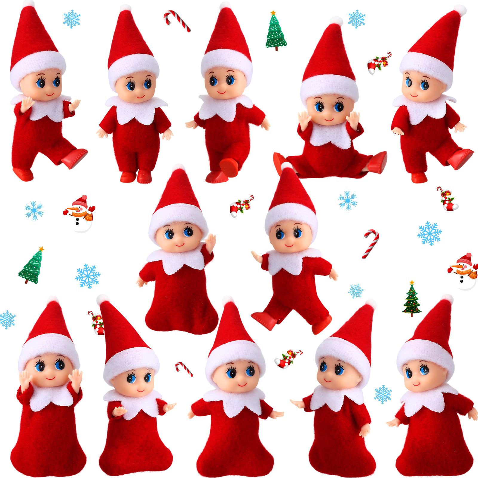 Amazon.com: Cunno 12pcs Christmas Baby Elves Miniature Elf Doll Plush ...