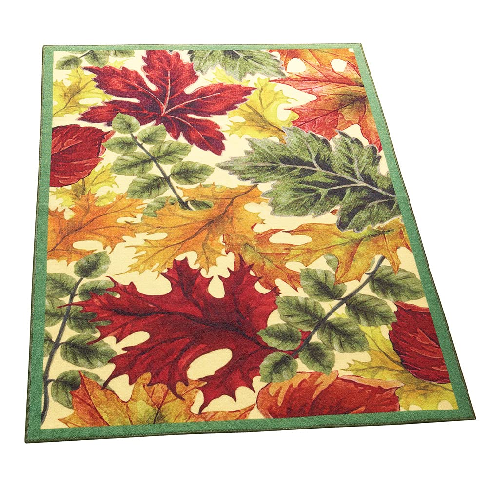 Amazon.com: Collections Etc Colorful Autumn Leaves Rug, Skid Resistant ...