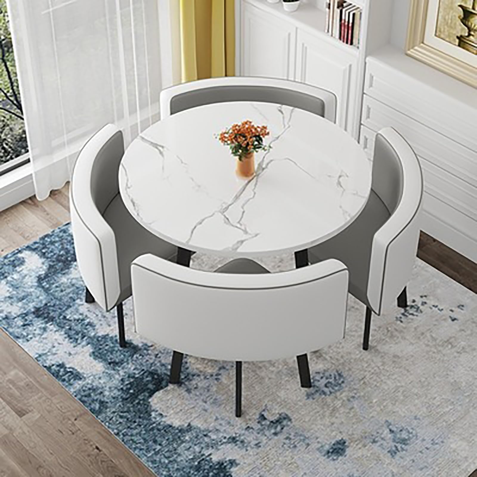 Amazon.com - Round Dining Table Set,Kitchen Dining Table Set, Simple ...