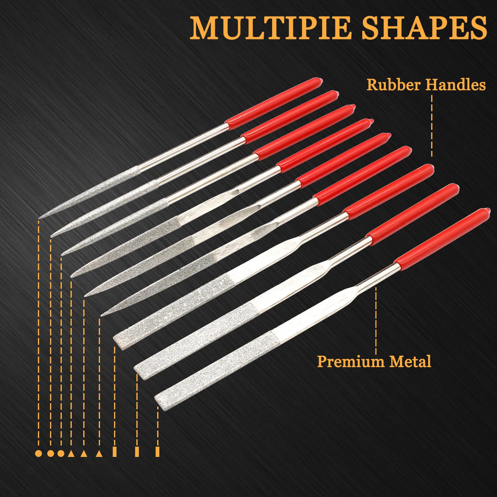HARSKIYER 10pcs Metal File Set, 2x100mm Mini Diamond Needle File Set ...
