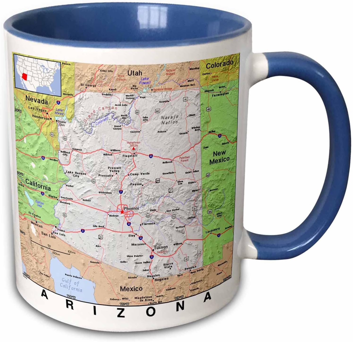 Amazon.com | Arizona State Flag in State Map - 15oz Deluxe Double-Sided ...