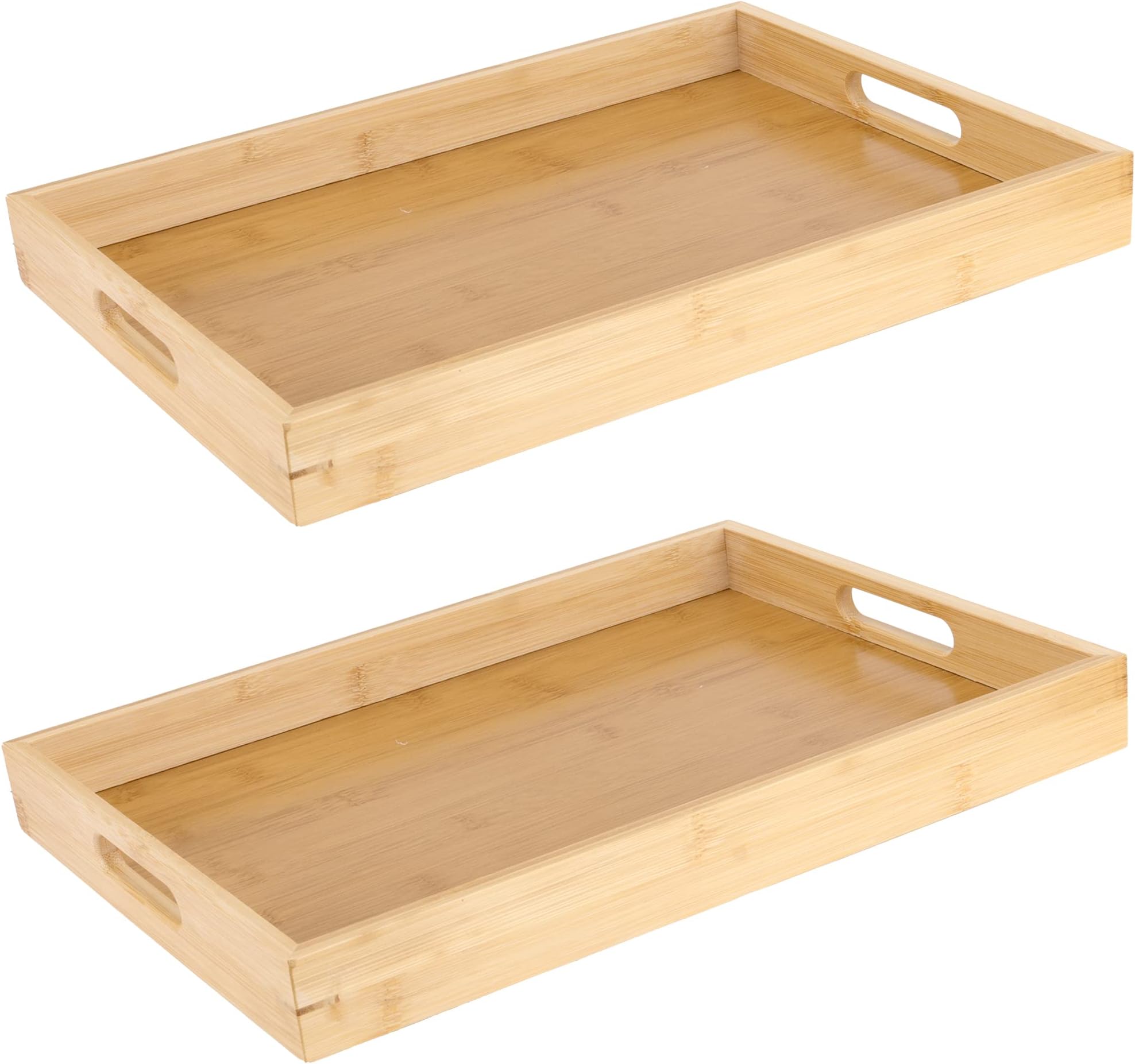 Large Wooden Trays for Serving, Bamboo Serving Tray with handles for ...