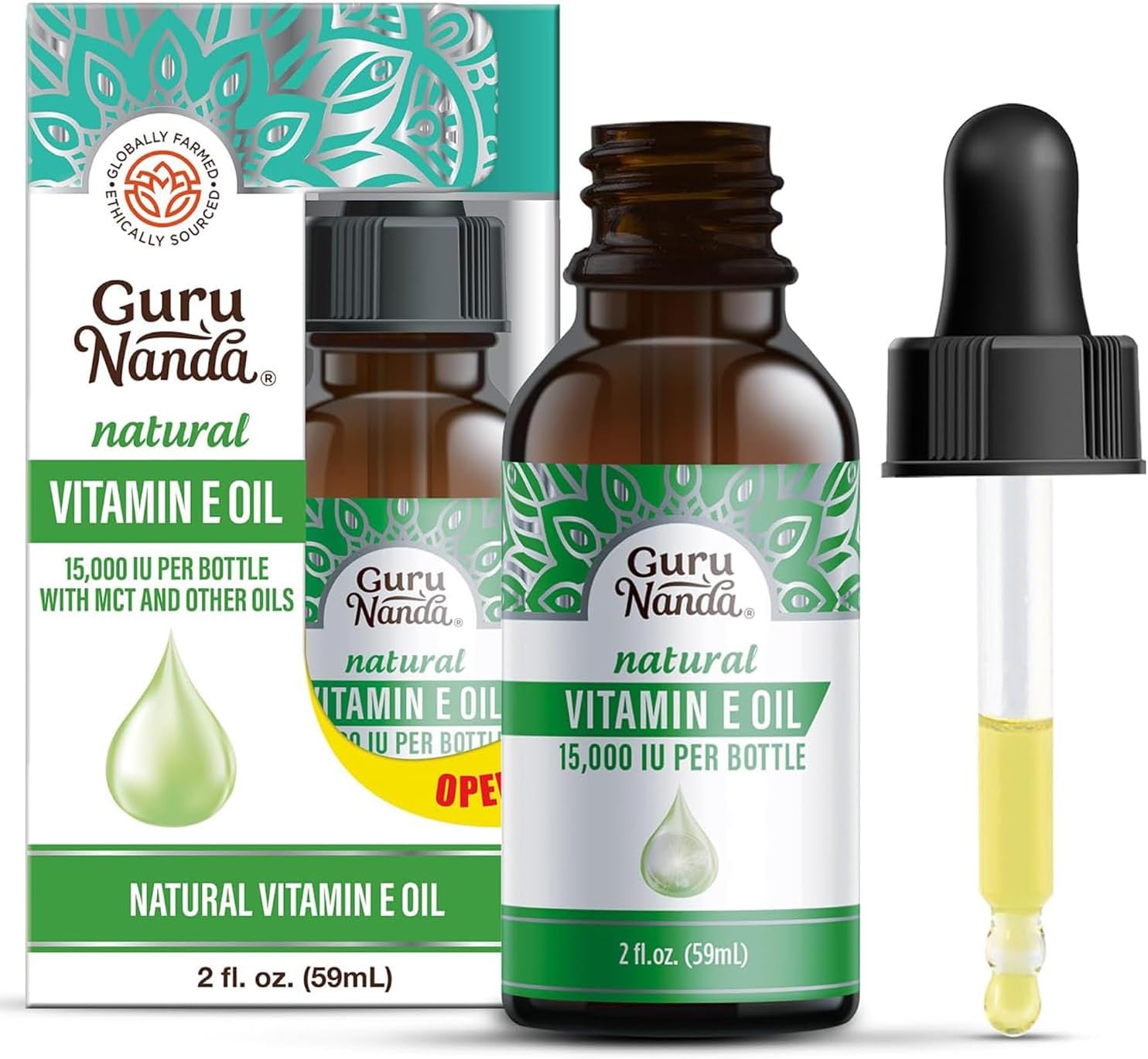 Amazon.com: GuruNanda Vitamin E Oil, 2 Fl Oz Pure & Natural, 15,000 IU ...