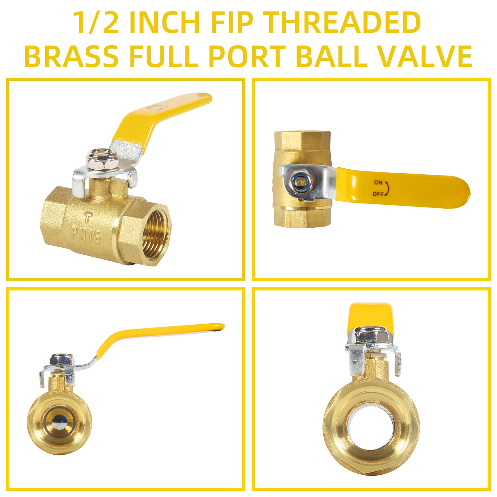 Snapklik.com : 24 Pack 1/2 Full Port Brass Ball Valve 1/2 Inch Female ...