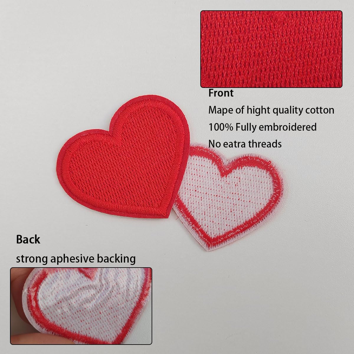 Snapklik.com : 24 Red Heart Shape Iron-on Patches - Tiny To Mini Sizes