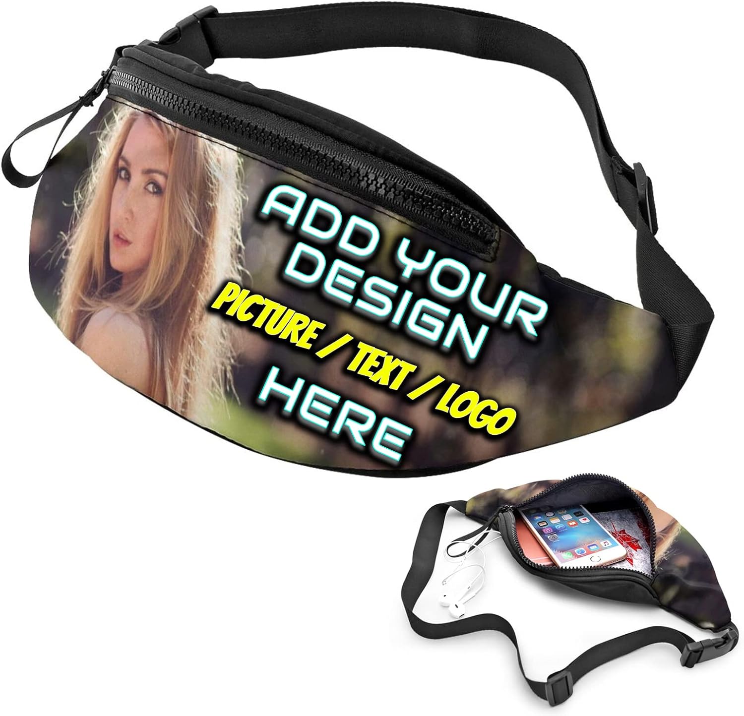 Amazon.com: Custom Fanny Pack Personalized Design Your Photo Text Logo ...