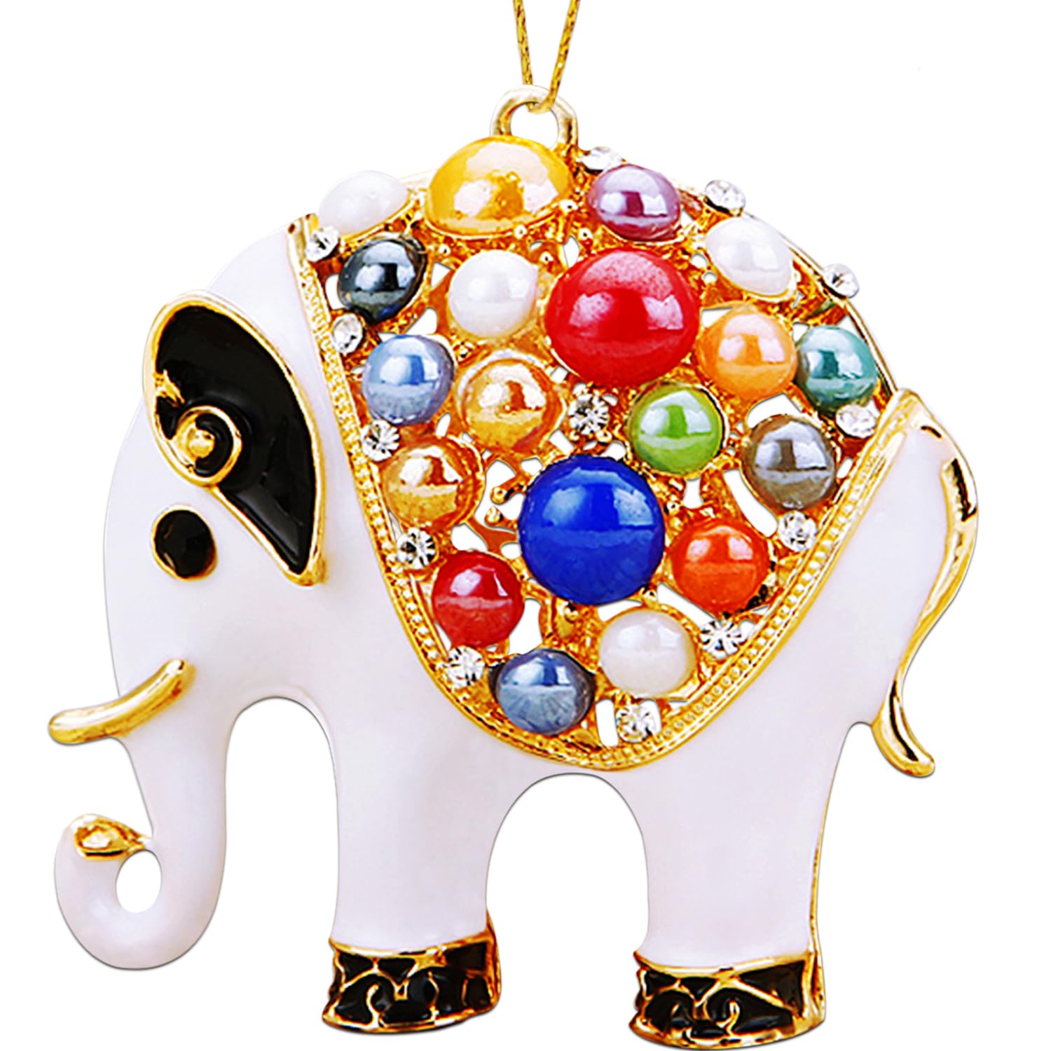 Amazon.com: JUNQIU Elephant Ornament, Metal with Rhinestone White ...