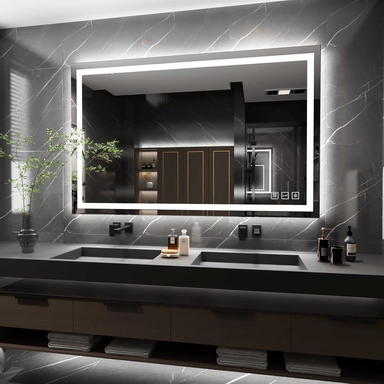 Amazon.com: E-Baity LED Bathroom Mirror with Lights - Lighted Bathroom ...