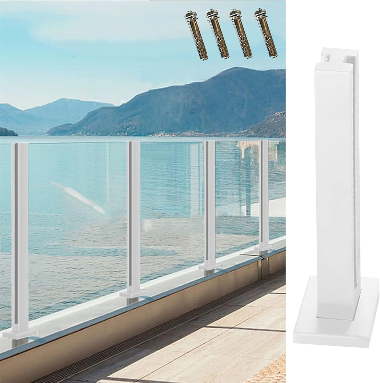 Amazon.com: Glass Railing Post Exterior Deck Glass Balustrade Post ...