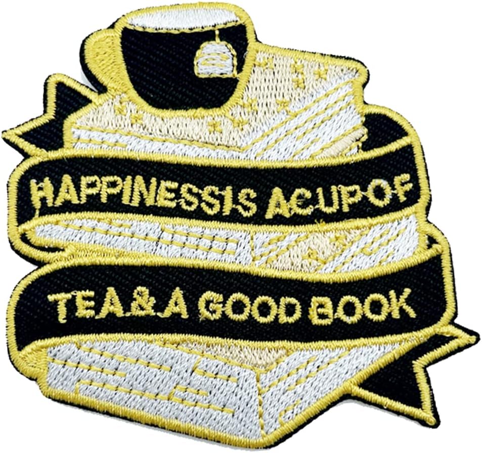 Amazon.com: Obokata Embroidered Iron On Patches, Tea & Books Applique ...