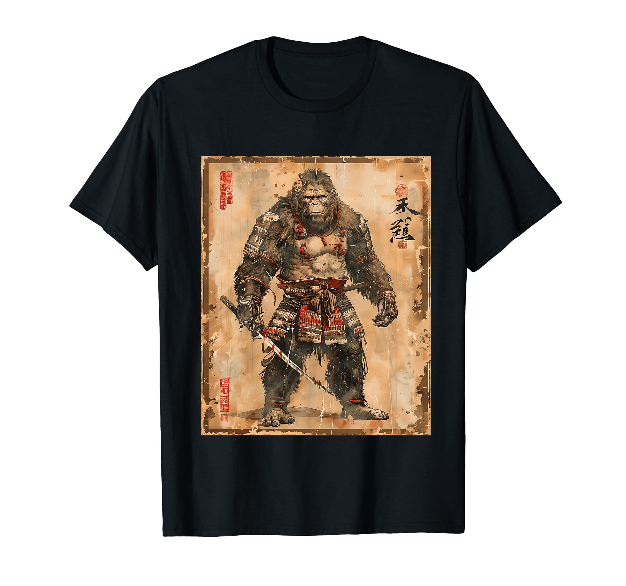 Amazon.com: Vintage Samurai Bigfoot Sasquatch Japanese Art Aesthetic T ...