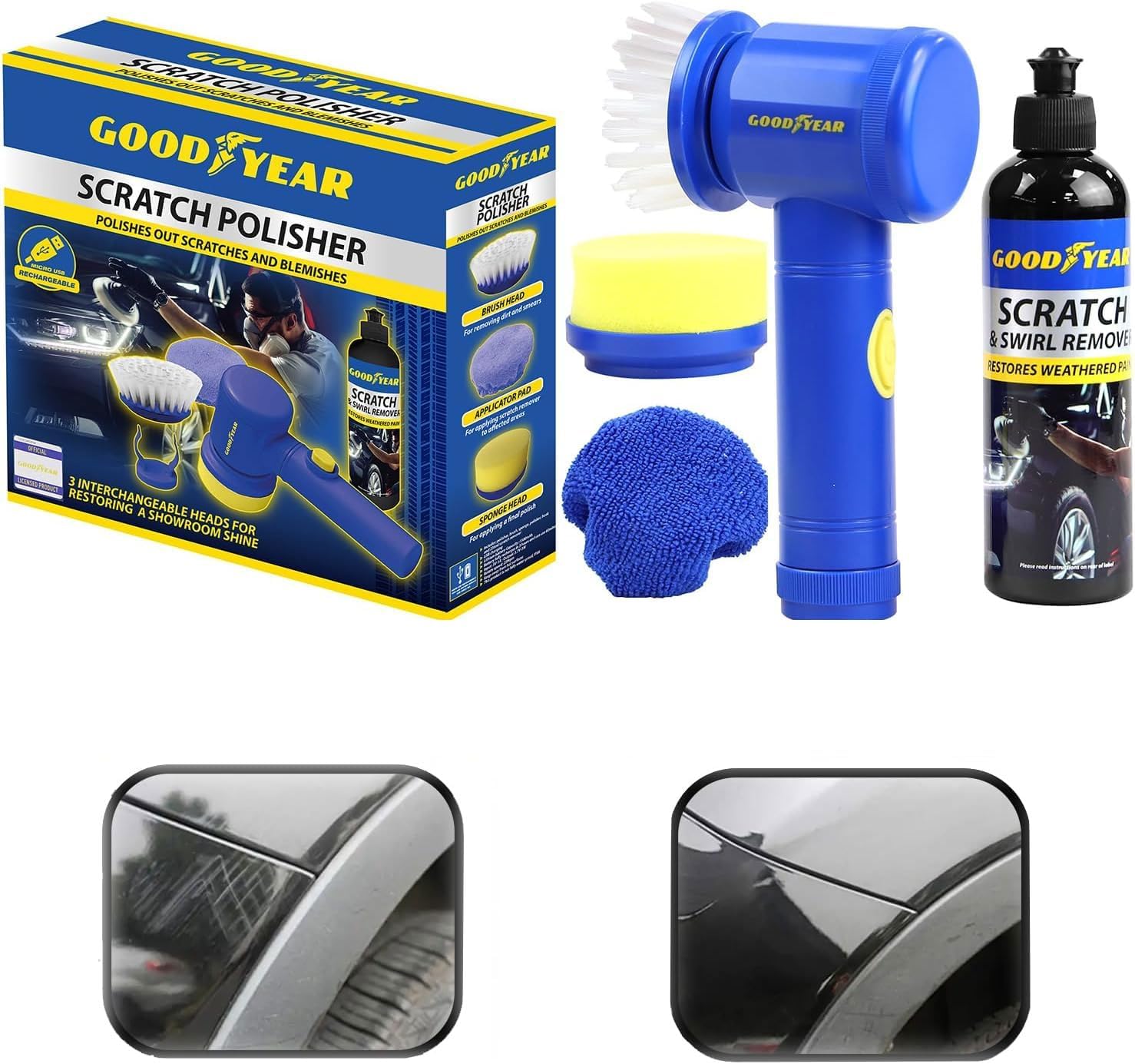 Goodyear Rechargeable Car Paint Scratch Remover with Magic Polisher ...