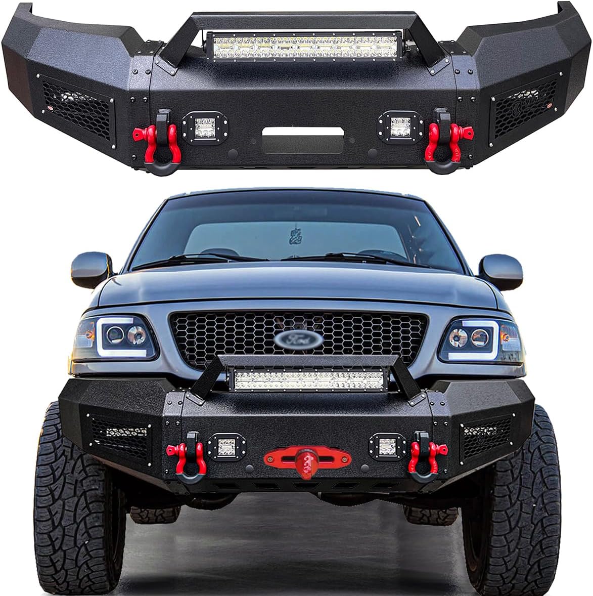Amazon.com: Ronghui Compatible with 1997-2003 10th Gen F150 Front Bumper with Winch Plate and ...