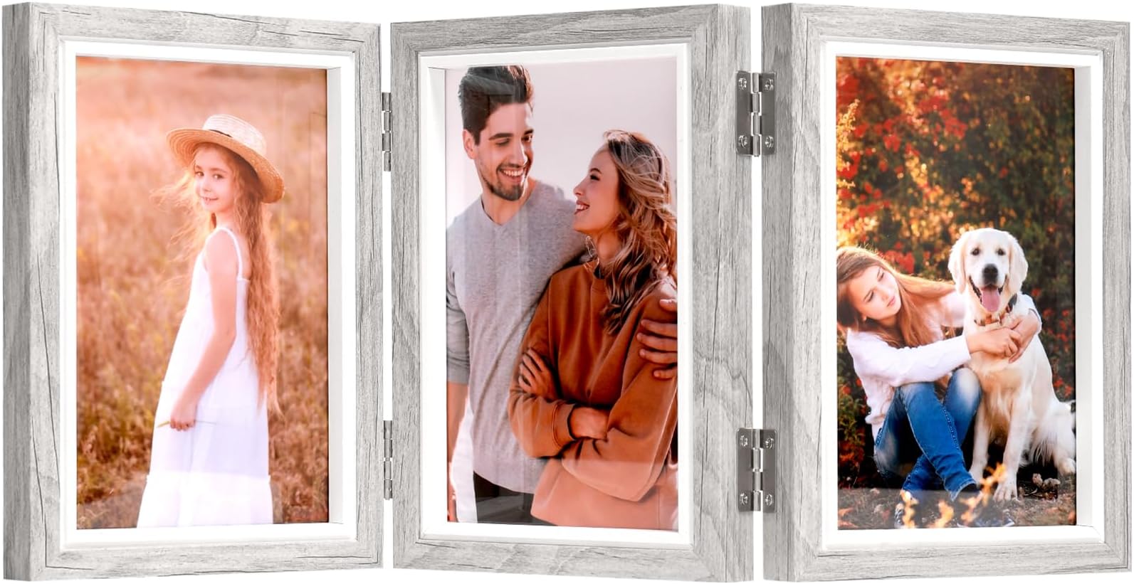 Amazon.com: POILKMNI, 4x6 Three Picture Frame Trifold Hinged Photo ...
