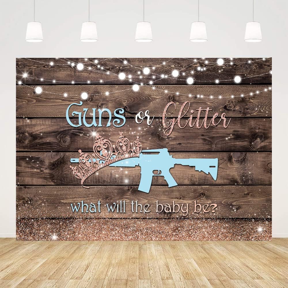 Amazon.com : Ticuenicoa Guns or Glitter Gender Reveal Backdrop Rustic ...