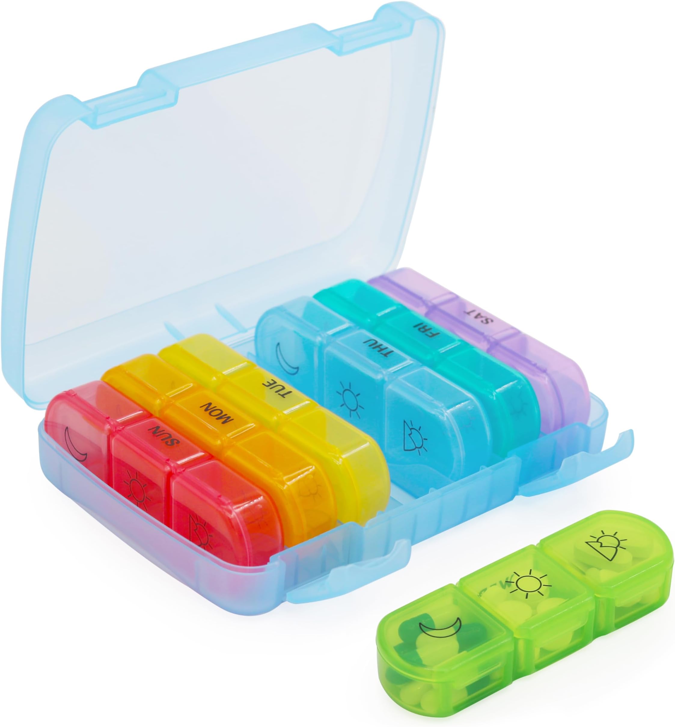 Amazon.com: Weekly Pill Organizer 3 Times a Day Compact Pill Box 7 Day ...