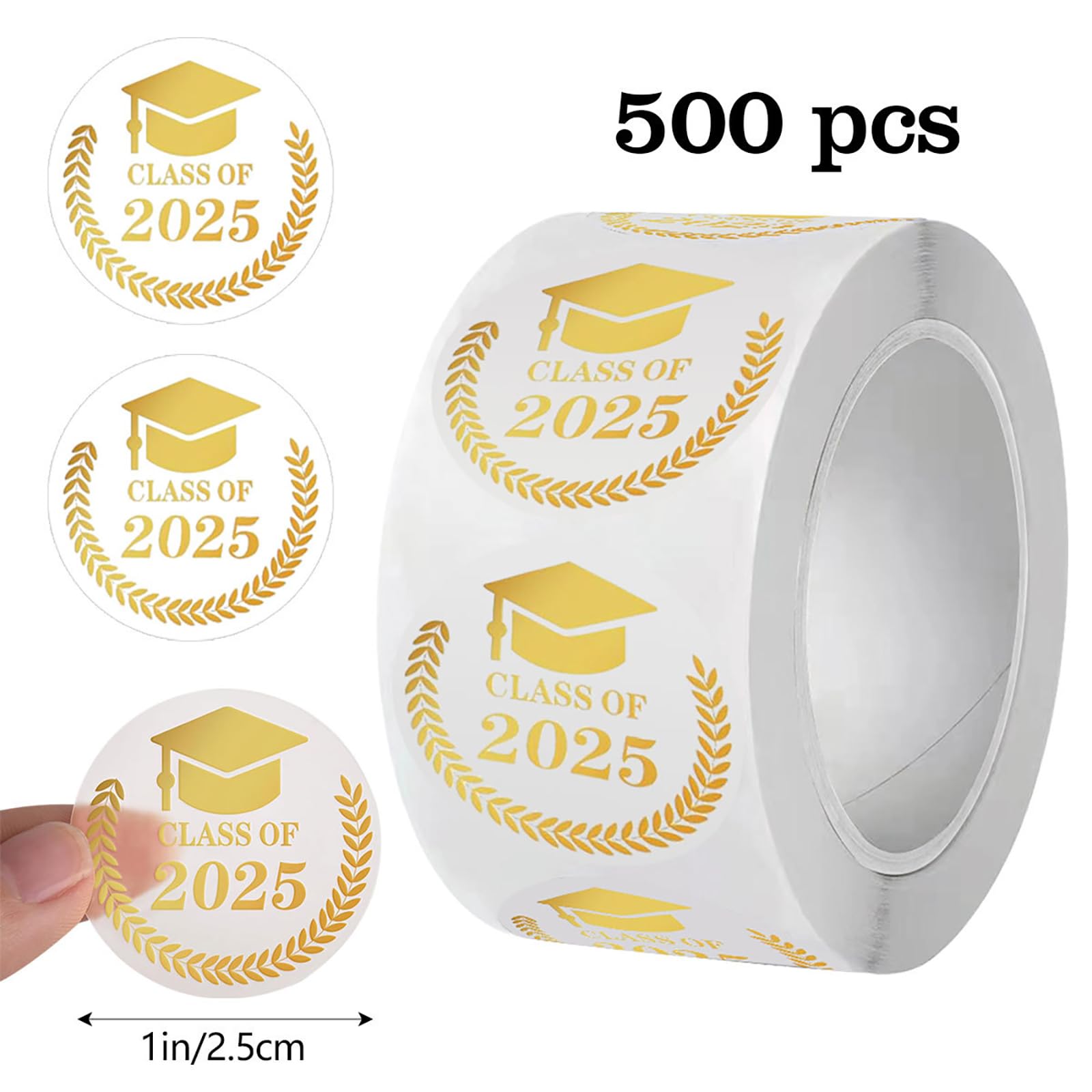 Graduation Stickers XYKA 500-Pack Class Of 2025 Transparent Gold Foil ...