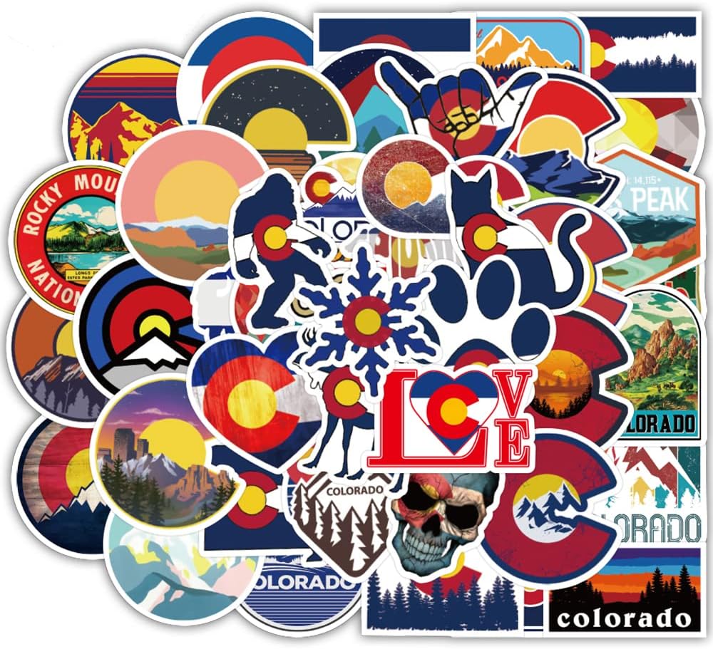 Amazon.com: DULEFUN 50 件 Colorado Stickers, Co State Flag 防水乙烯基貼紙 適合青少年 ...