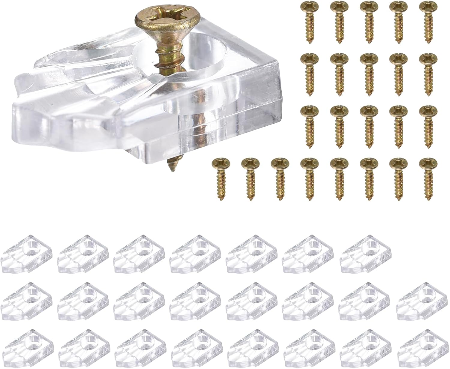 uxcell 24Set Glass Retainer Clips Kit, 25mm Plastic Glass Cabinet Clips ...