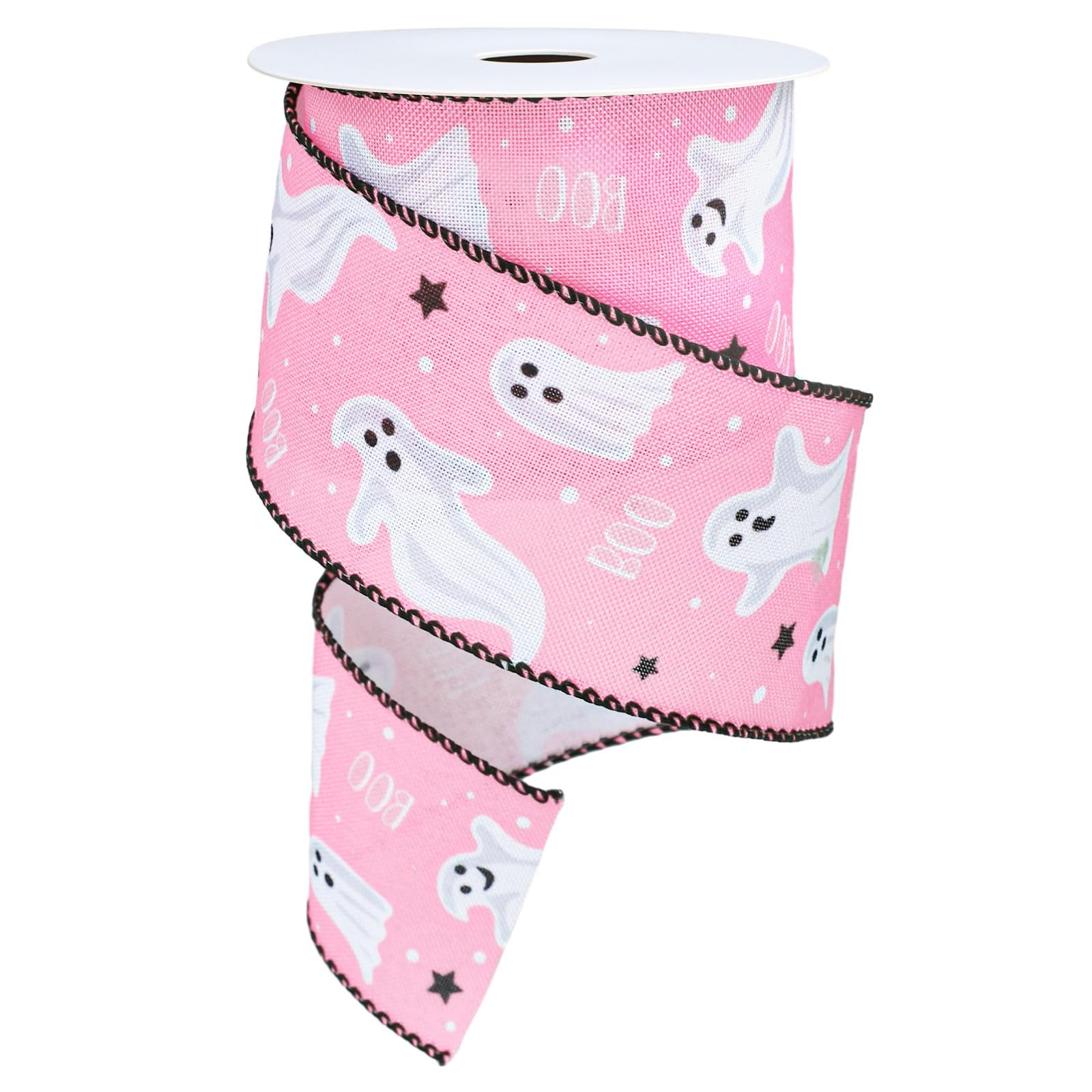 Amazon.com: Whaline Halloween Wired Edge Ribbon 2.5 Inch Pink Ghost Ribbon Spooky Gift Wrapping ...