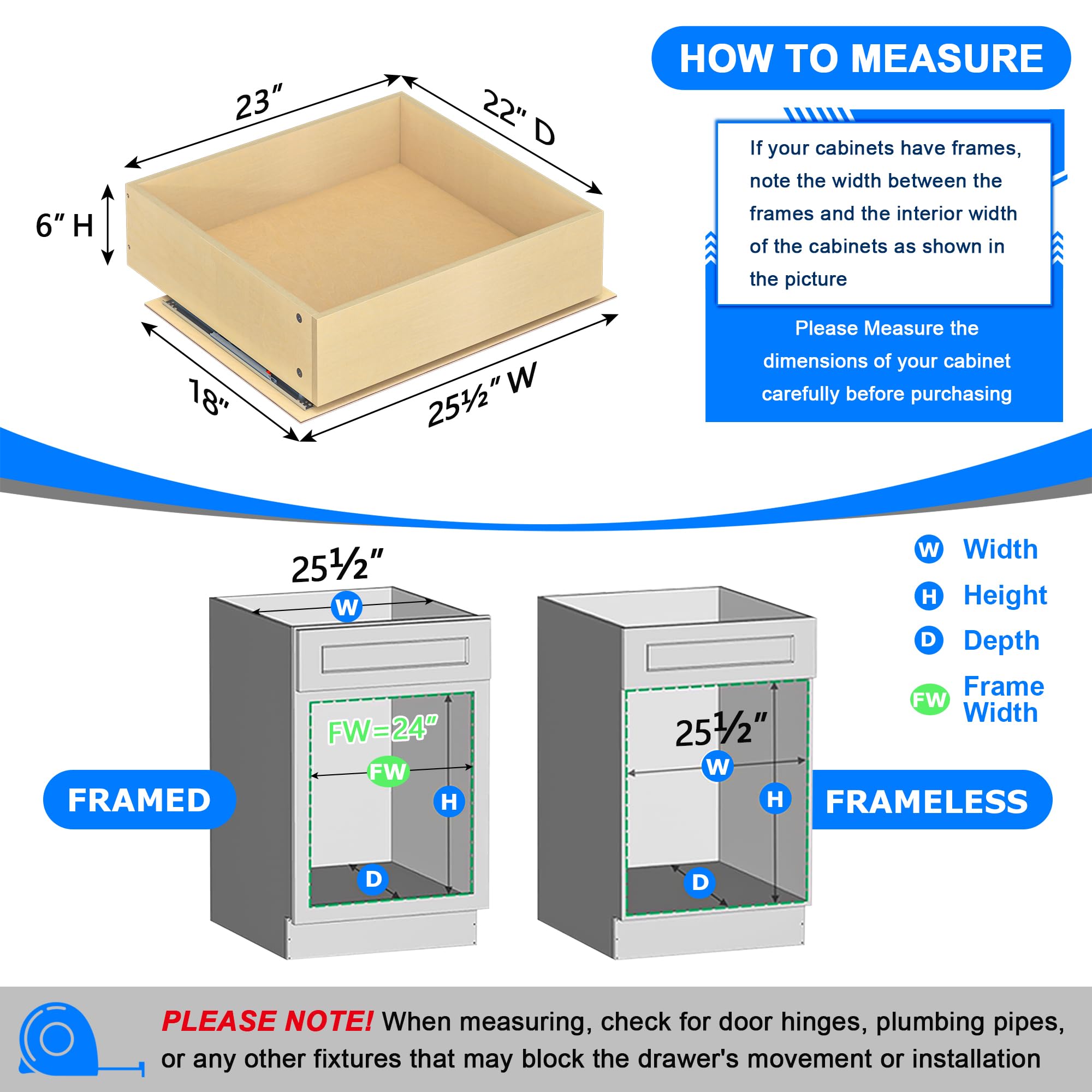 Snapklik.com : Soft Close Pull Out Drawers For Cabinets, 23" W X 22" D ...