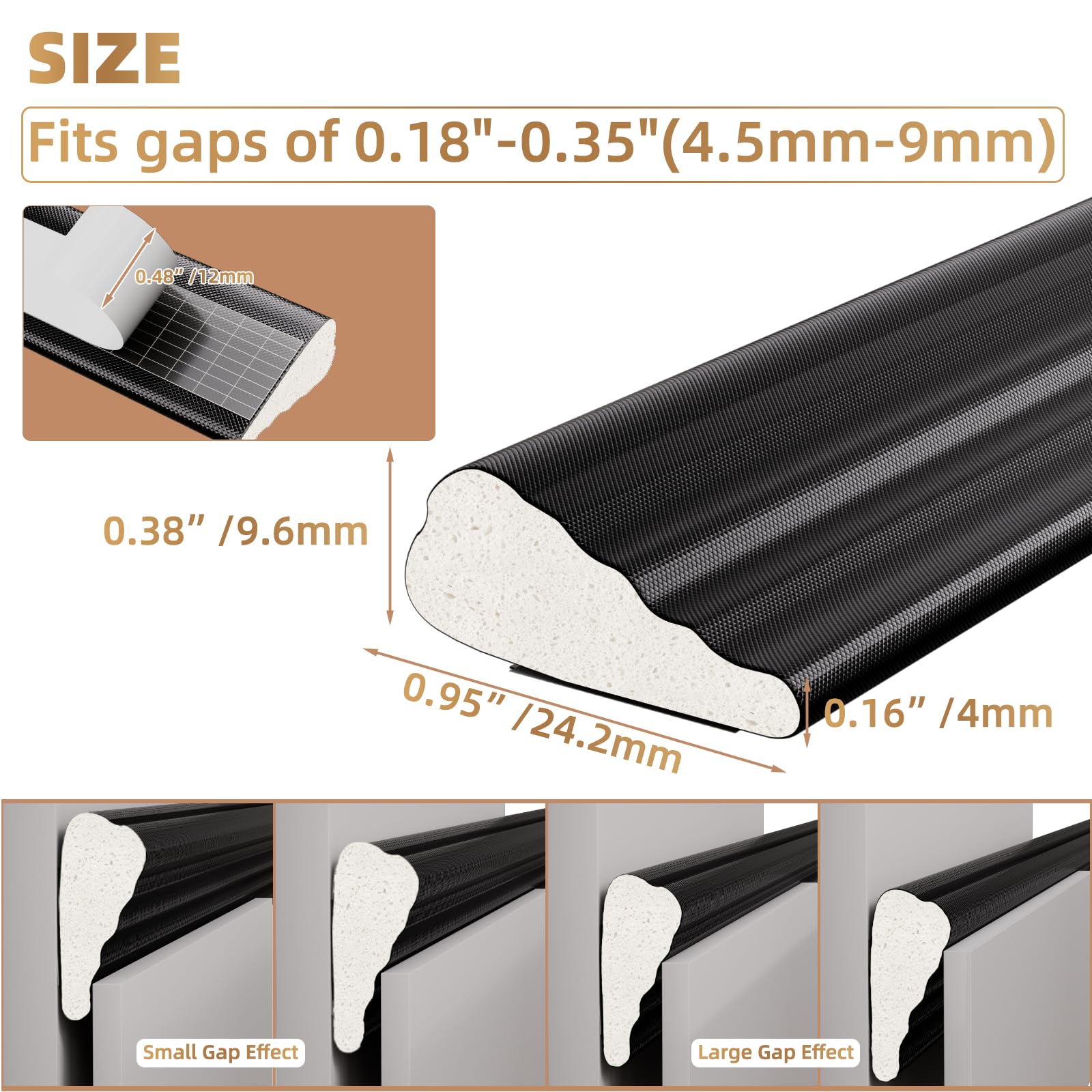 Snapklik.com : KNEELISA 118” Wedge-Shape Foam Window Weather Stripping ...