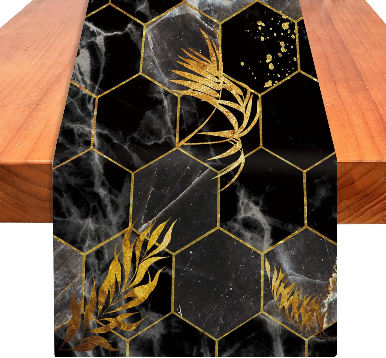 Amazon.com: YOVOYOA Marble Table Runner 72 Inches Long, Black Gold ...