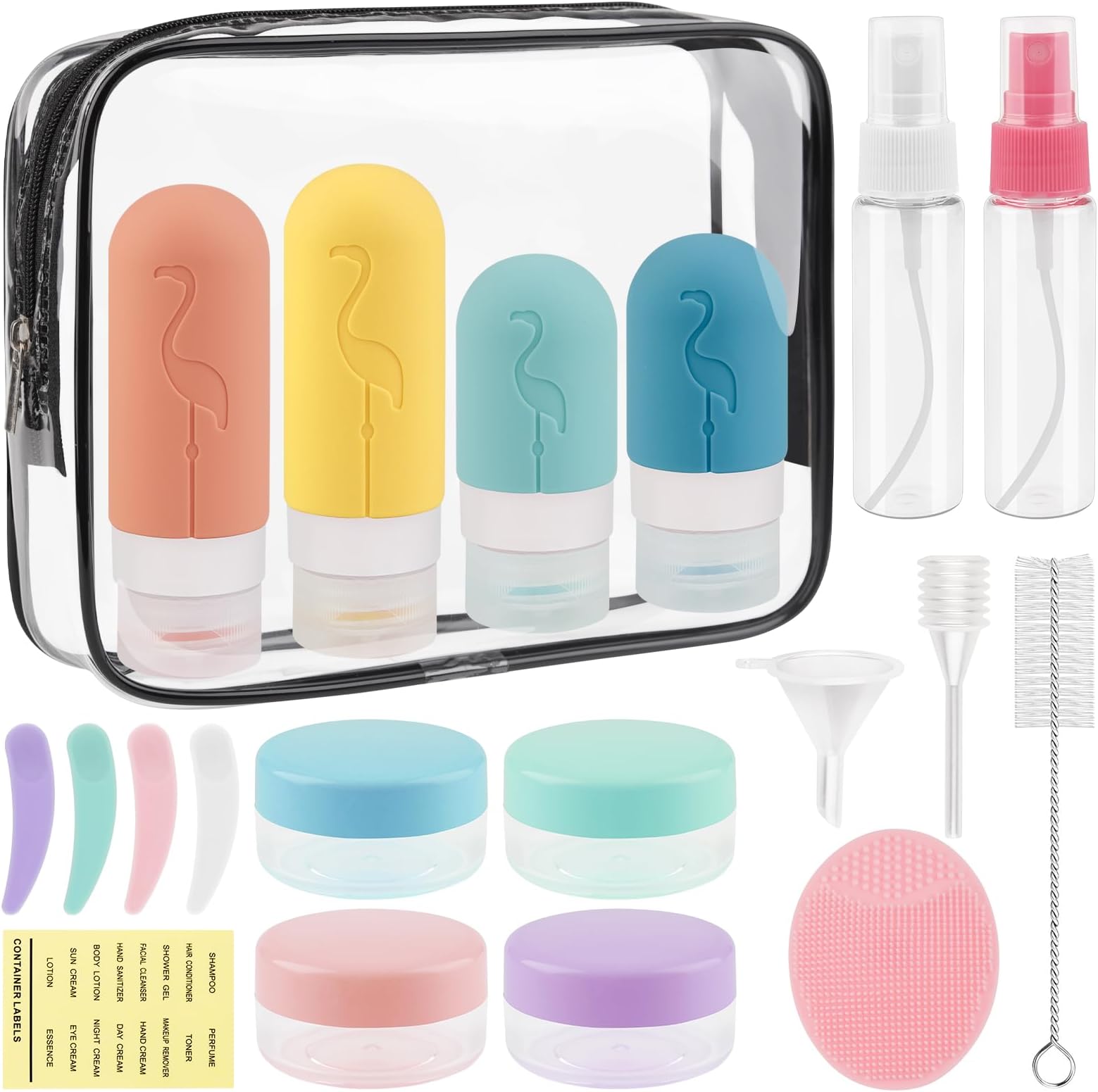 Amazon.com: LilyAbeille 14 Pack Travel bottles for toiletries with 4 ...