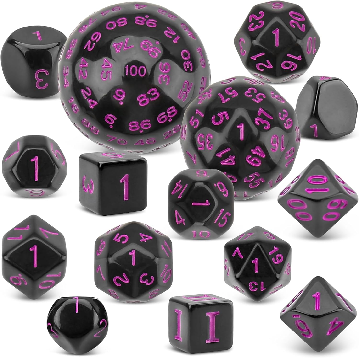 Amazon.com: Coyeekn DND Dice 15 Pieces Polyhedral Dice D3-D100 with ...