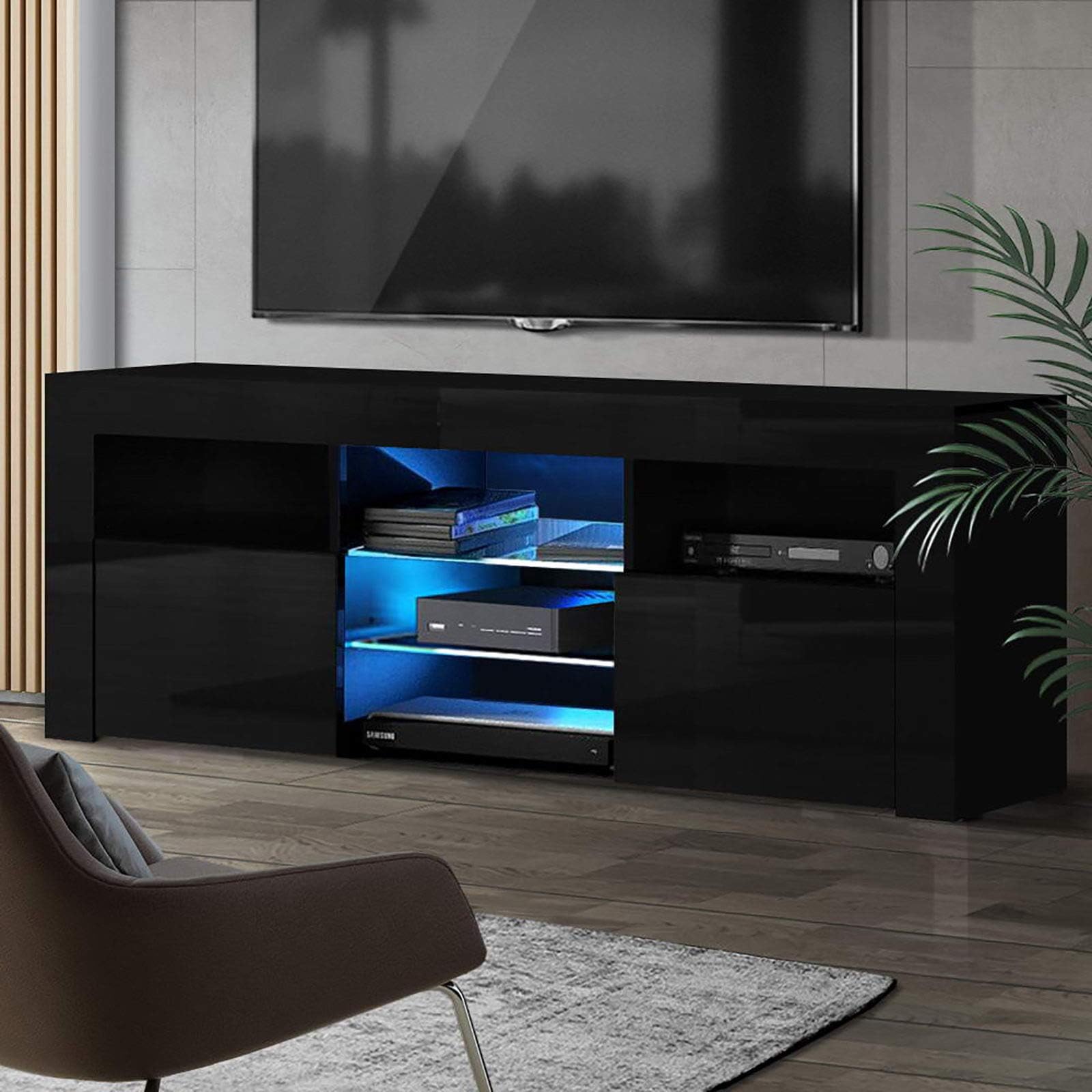 Advwin TV Unit Cabinet, 160cm Entertainment Unit, Wooden TV Stand ...