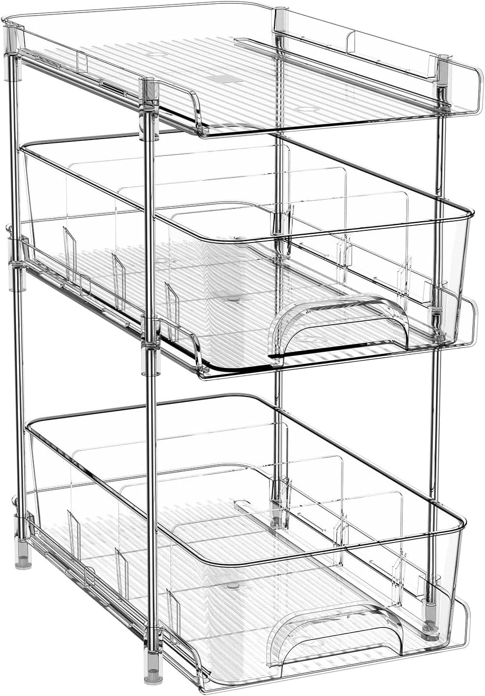 U-HOOME 3-Tier Bathroom Under Sink Organizers and Storage, Multi ...