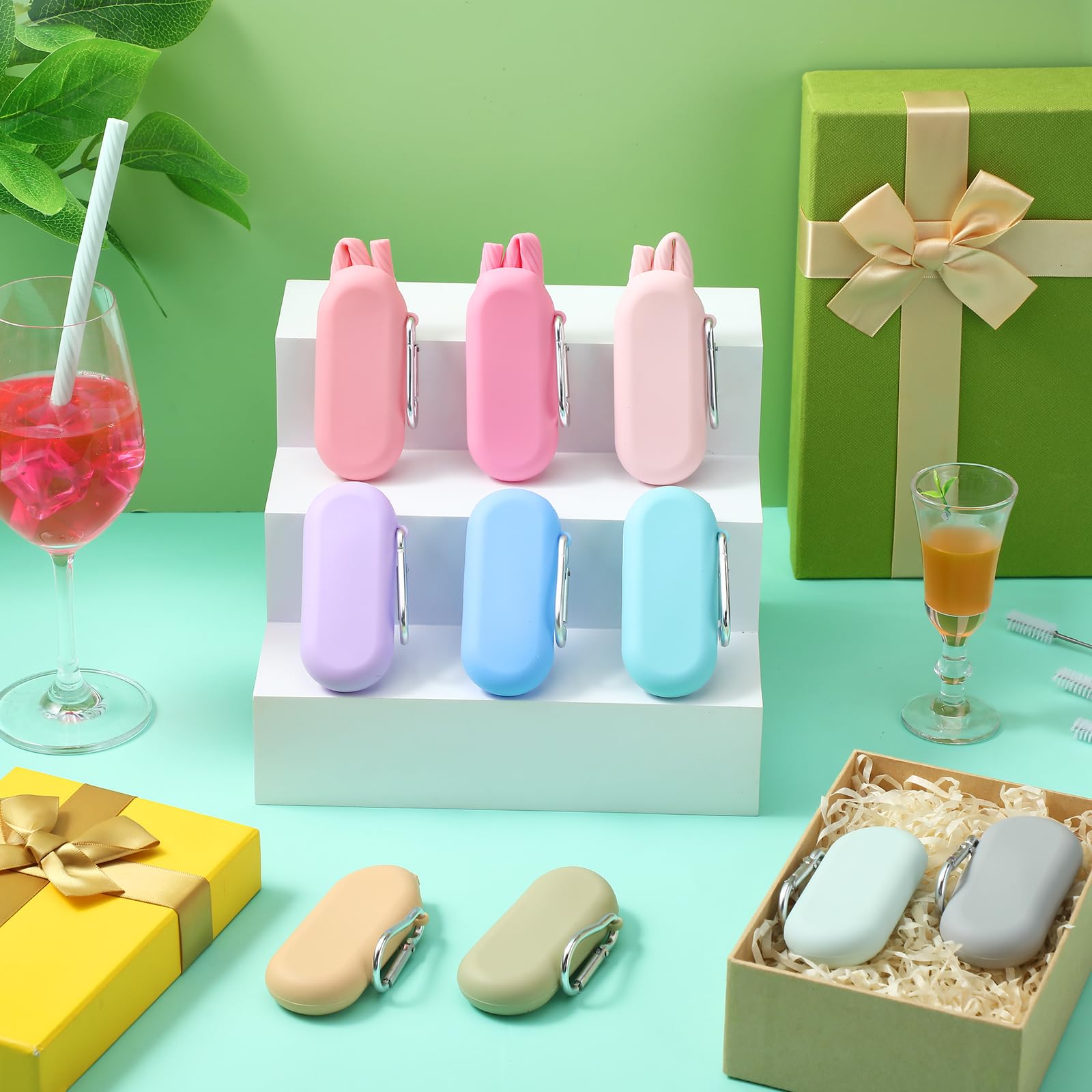 20 Sets Silicone Straws with Case Reusable Straws Foldable Travel Straw ...