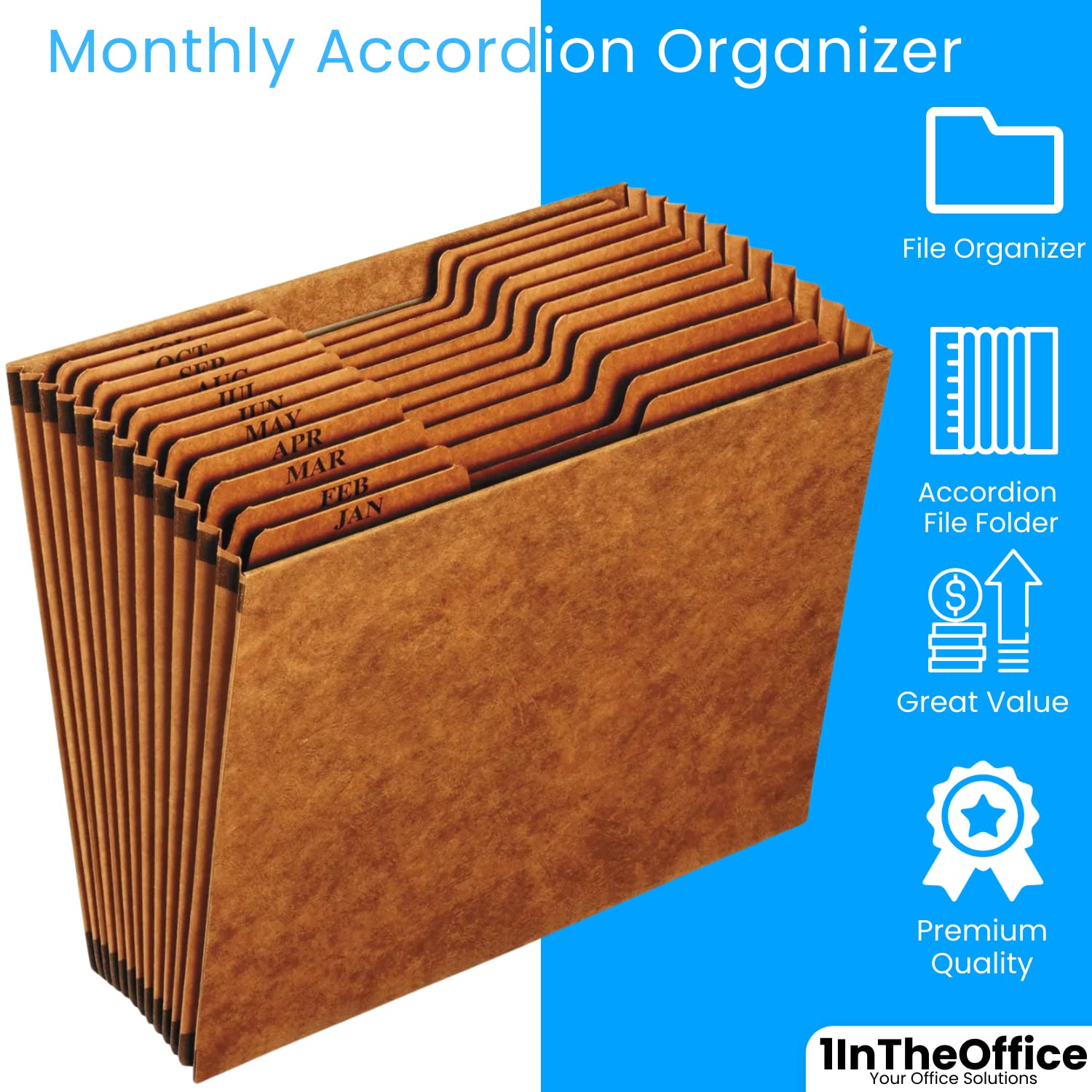 Snapklik.com : 1InTheOffice Monthly Accordion File Organizer - Heavy ...