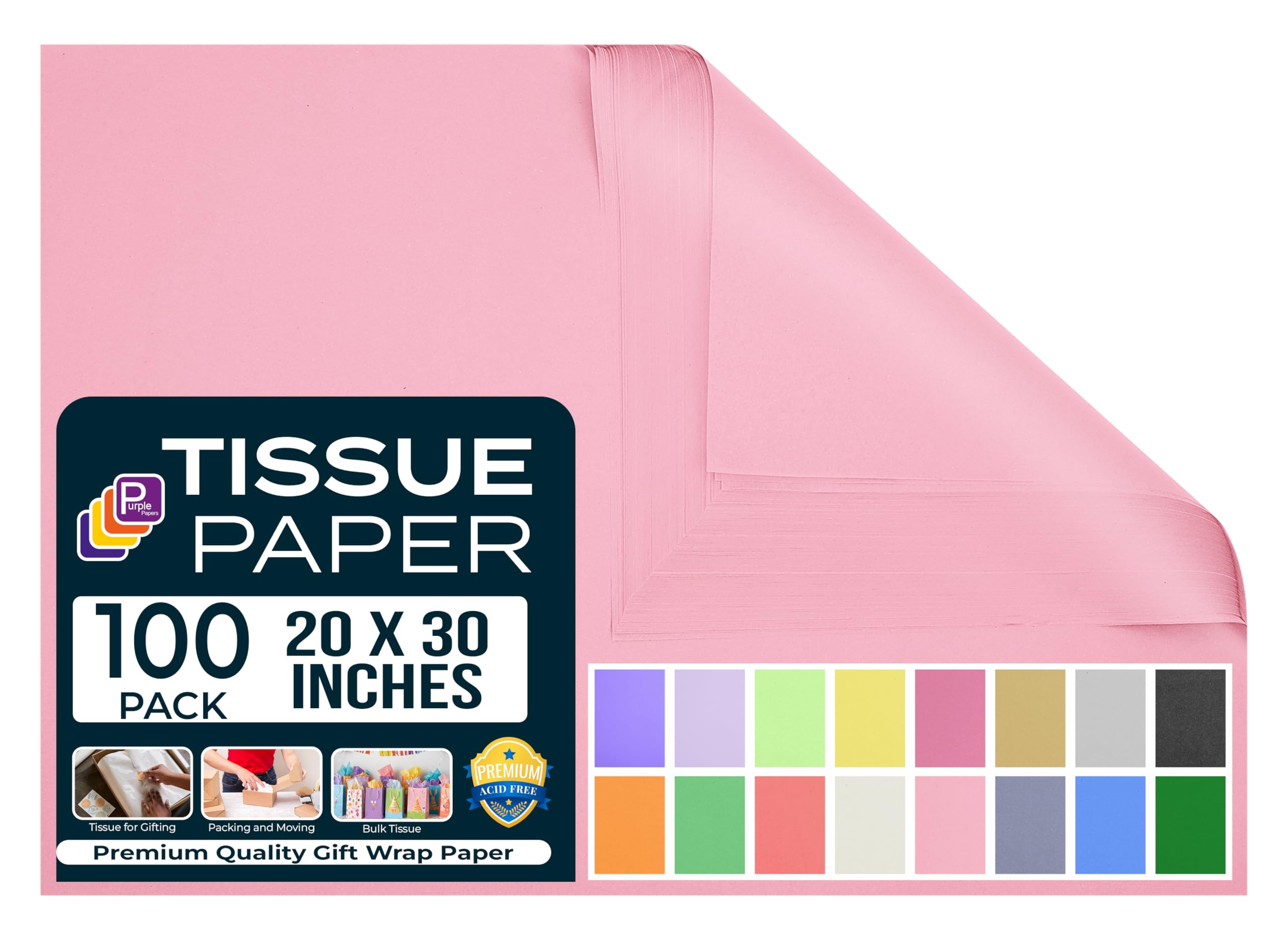 Amazon.com: Pink Gift Tissue Paper for Gift Bags | 20"x30" - 100 Sheets ...