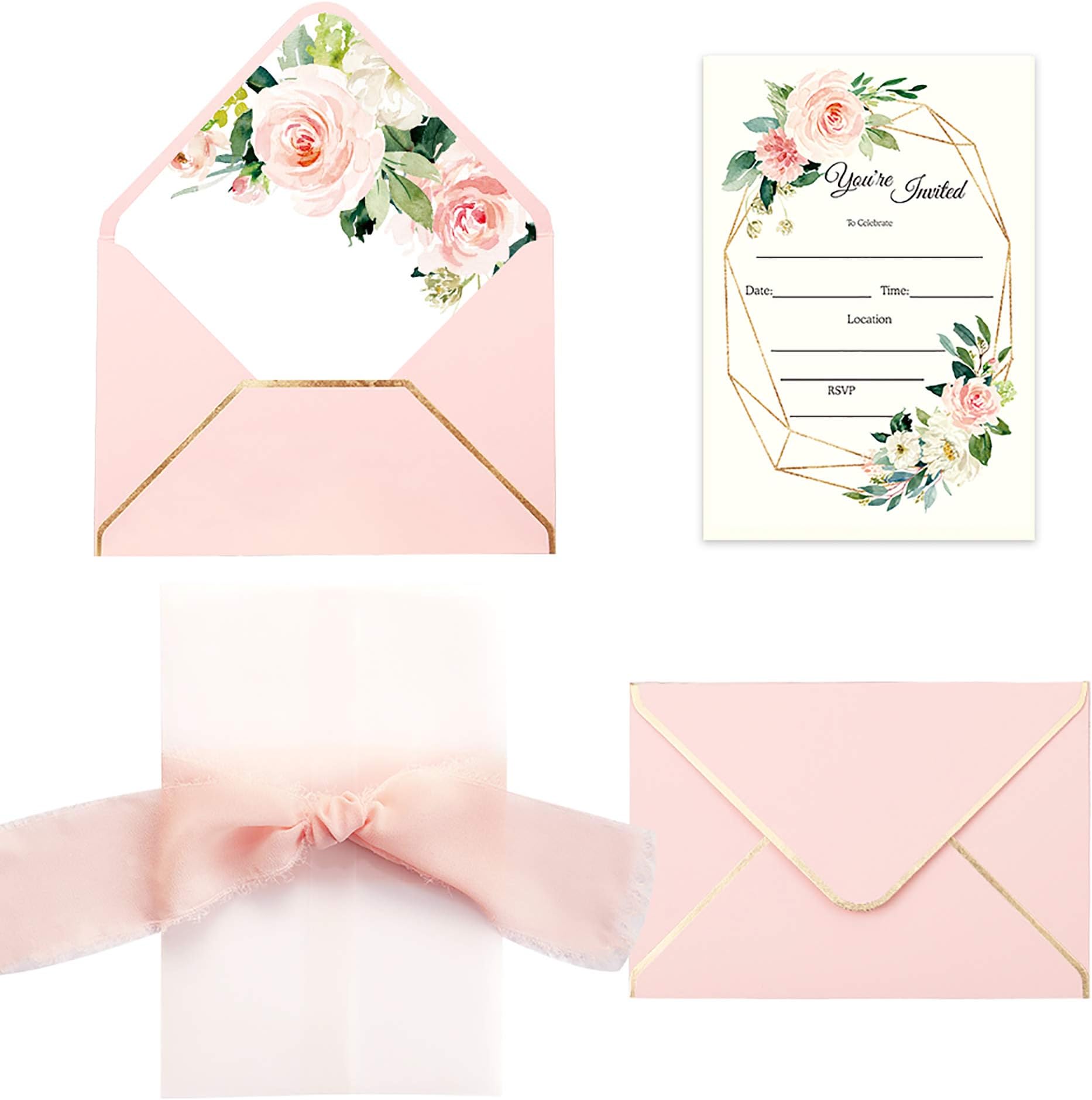 Amazon.com : DORIS HOME 25PCS Invitations Cards for Bridal Shower ...