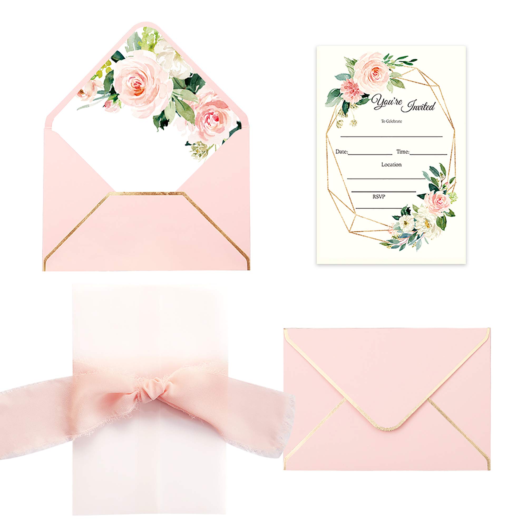 Amazon.com : DORIS HOME 25PCS Invitations Cards for Bridal Shower ...