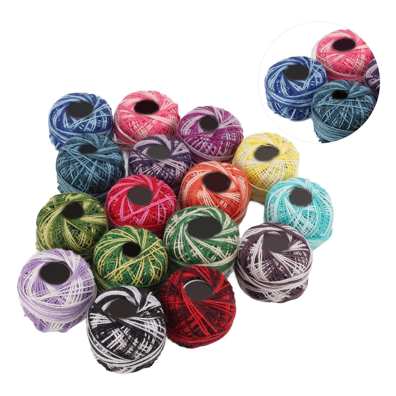 Snapklik.com : 16 Rolls Crochet Thread, Rainbow Colors Crochet Thread ...
