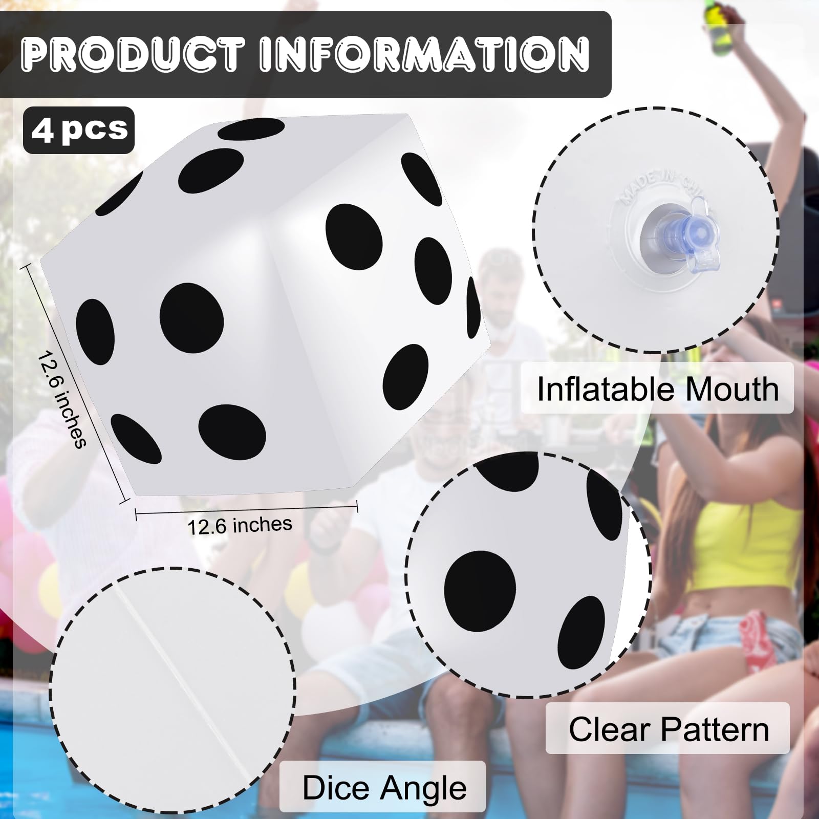 Snapklik.com : Mototo 8 PCS Inflatable Dice Jumbo 12.6 Inch Giant Blow ...