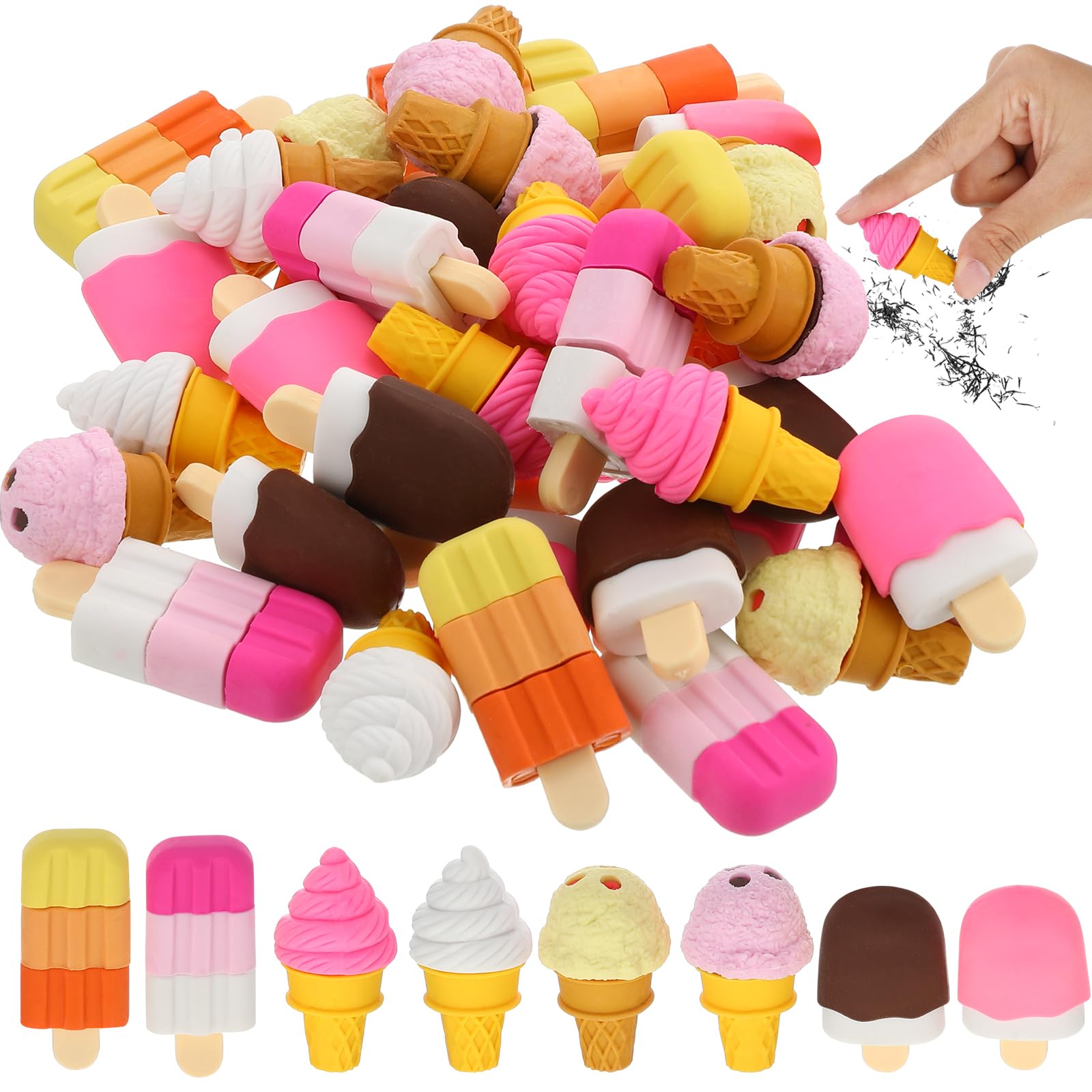Amazon.com : PerKoop 50 Pcs Ice Cream Erasers for Kids Pencil Erasers ...
